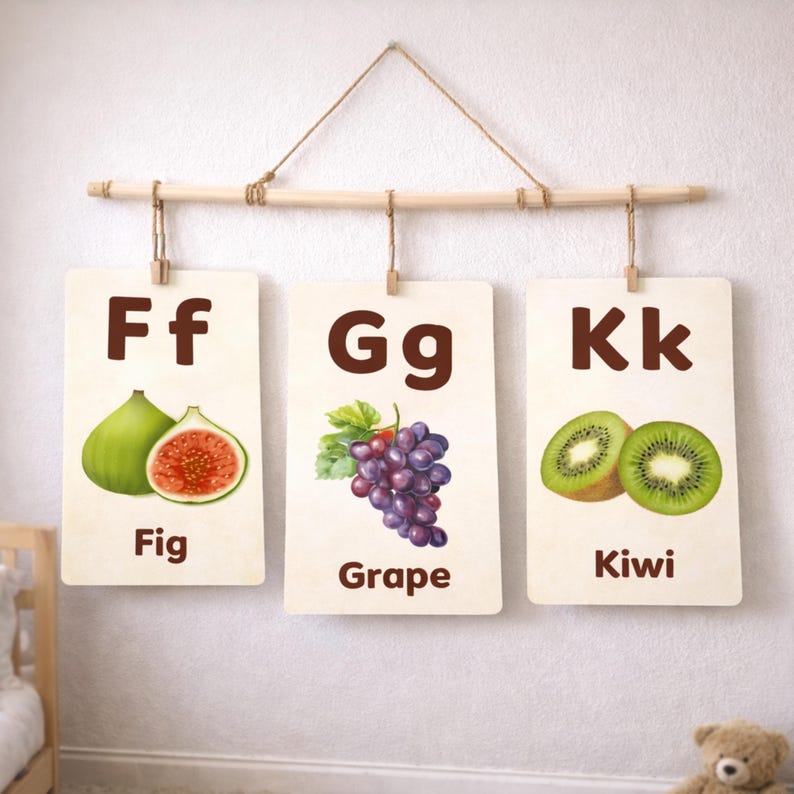 Alphabet Fruit Flashcards for Kids – Printable A to Z Learning Cards - Etsy