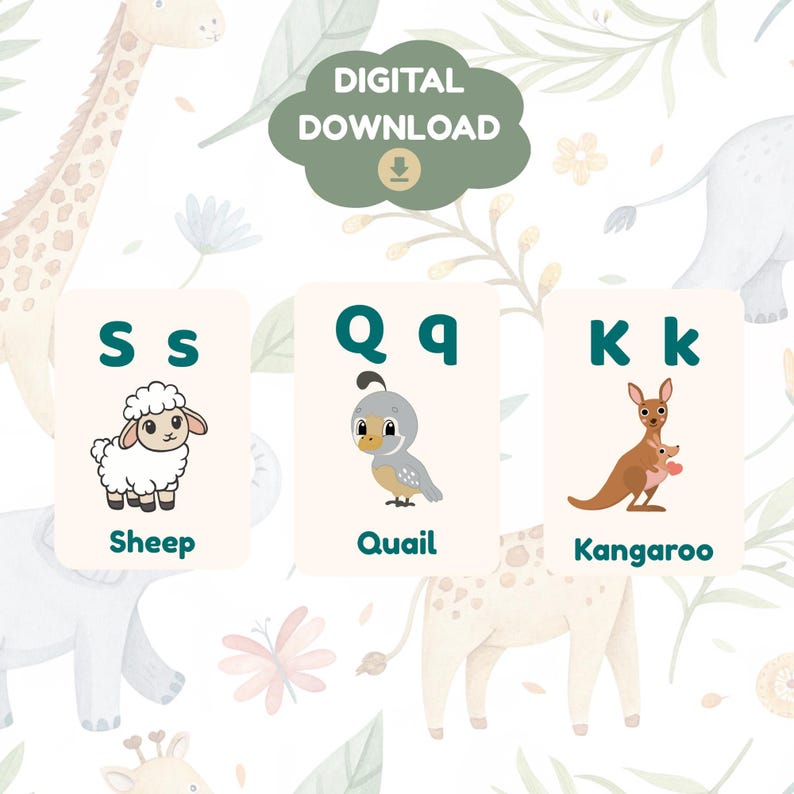 A-Z Alphabet Flashcards for Kids – Printable Animal ABC Cards ...