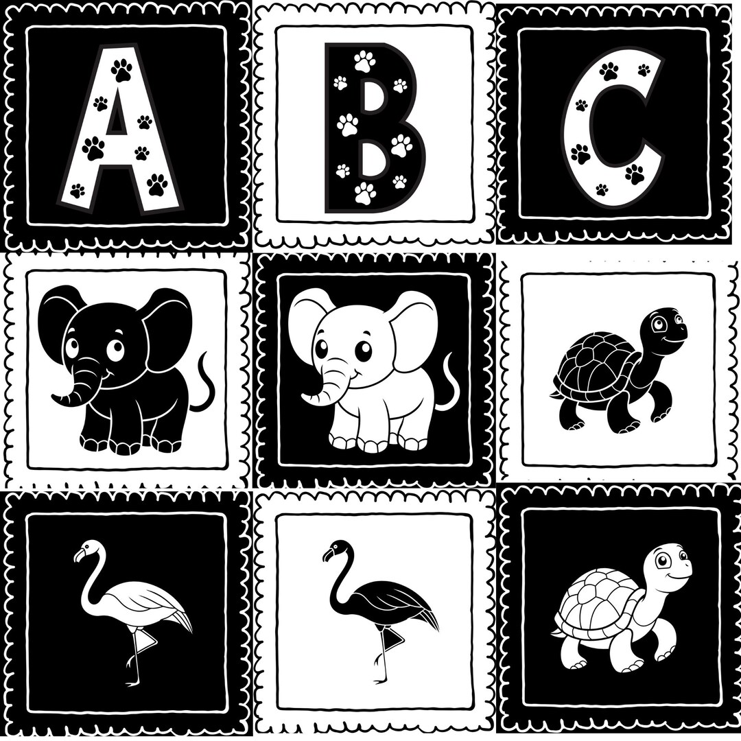 160 Tummy Time Printable Cards – Alphabet & Animal Theme – Montessori ...