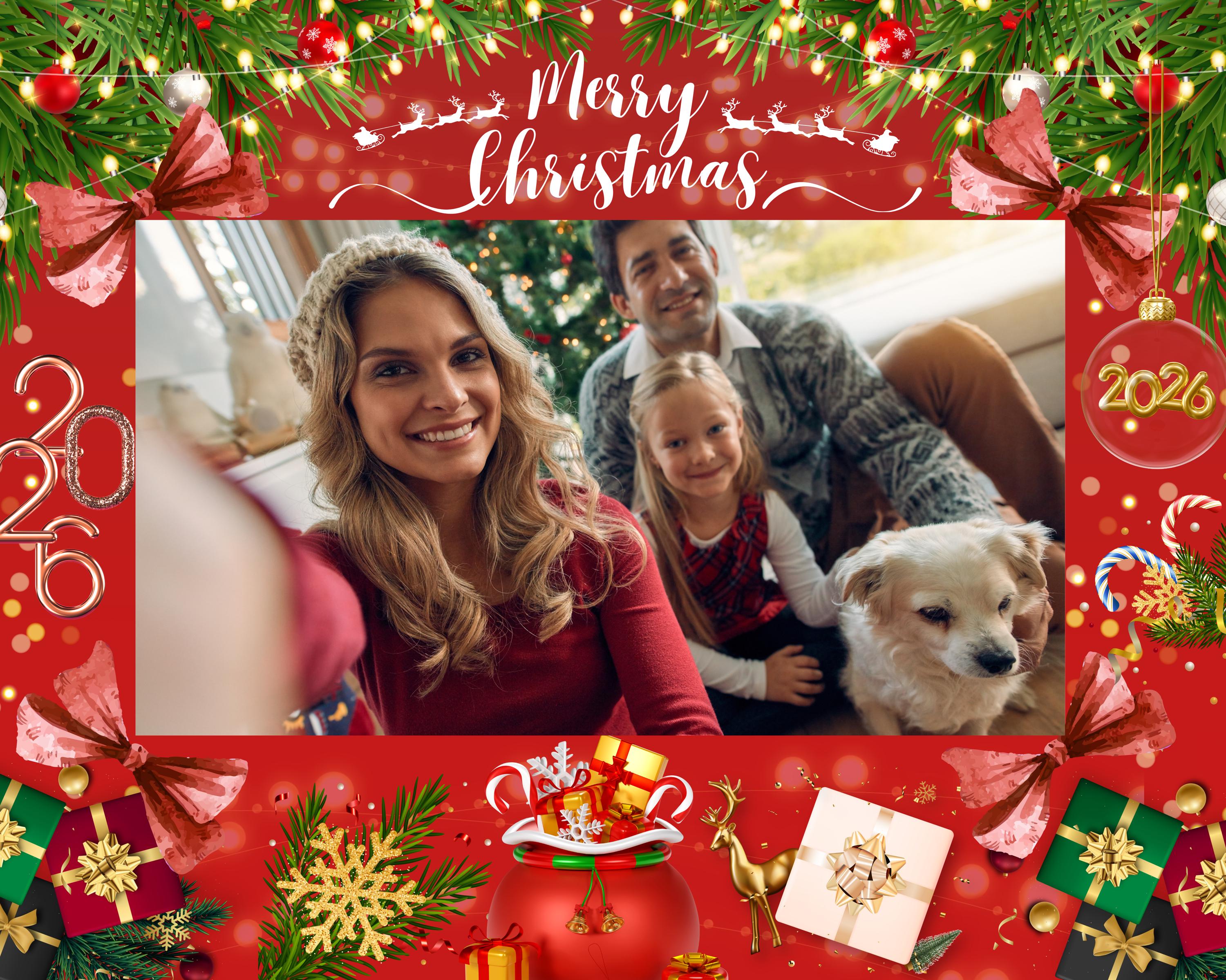 Christmas Party Photo Booth Frame: Holiday Selfie Prop, Instant ...