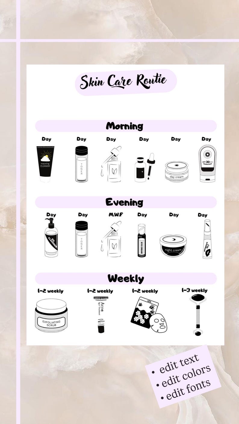 Skincare Routine Poster – Morning & Night Routine – Aesthetic Clean ...
