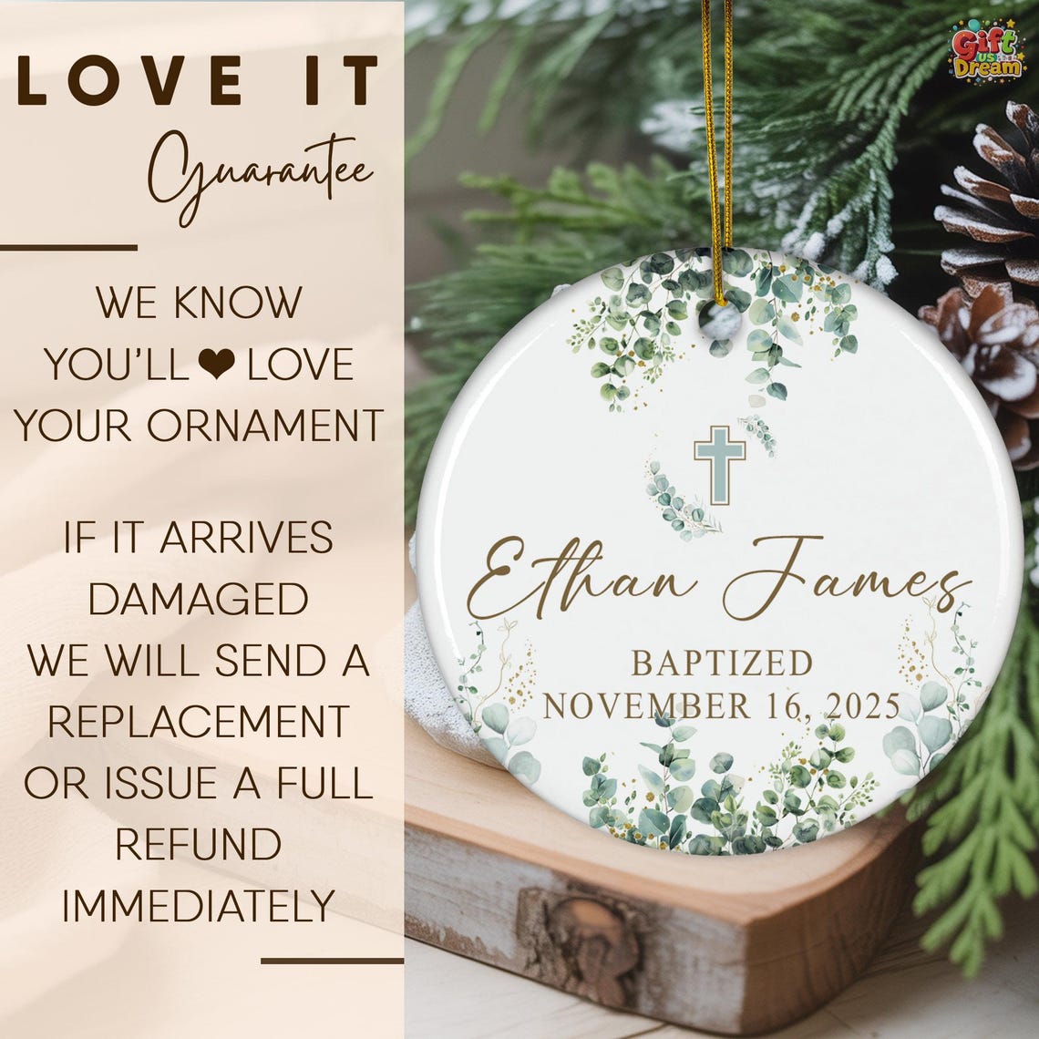 Personalized Baptism Ornament,custom Baptism Gift With Name & Date ...