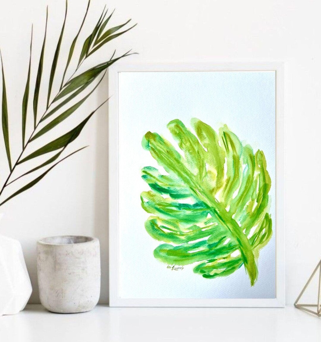 Monstera Emerald Watercolor Painting_ Monstera Tropical Jungle Leaves ...