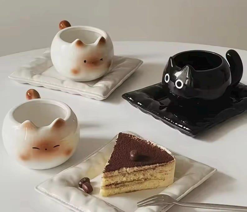 Cute Siamese Cat Mug – Ceramic Coffee Cup With Cartoon Cat Design ...