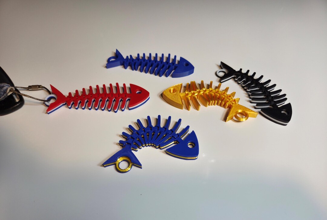 3D Printed Articulated Fish Bones: Flexi Fidget Toy Keychain - Etsy