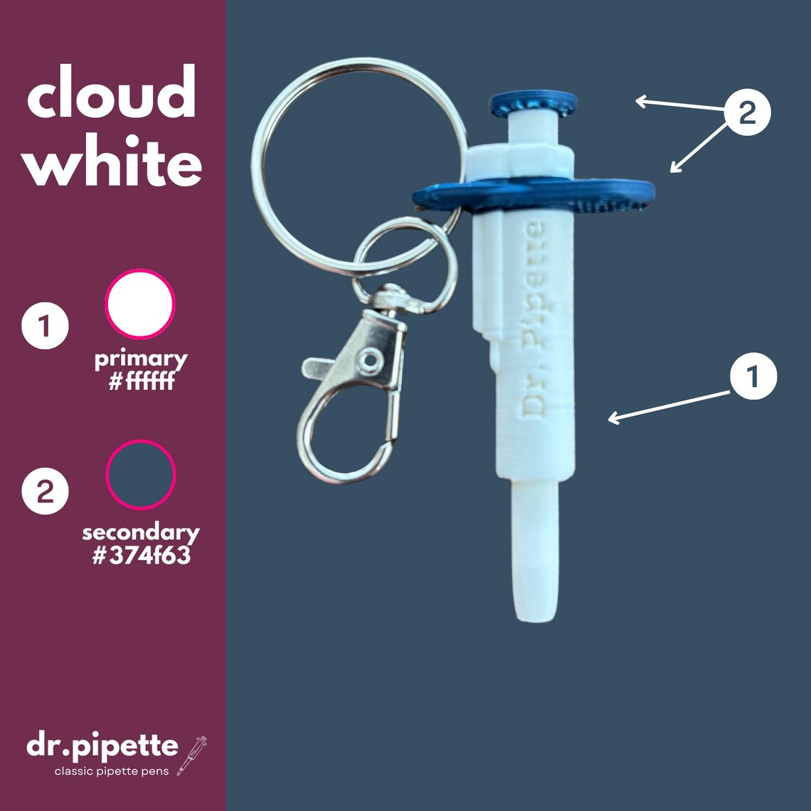3d-printed Pipette Keychain (cloud White) - Etsy