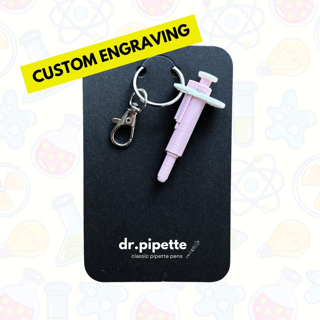 3d-printed Pipette Keychain (soft Pink) - Etsy UK