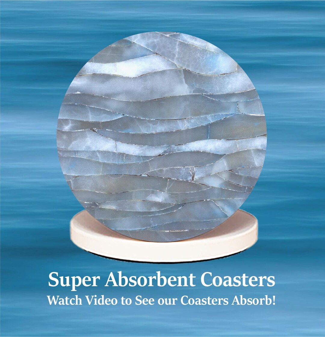 Wavy Quartz Absorbent Stone Coasters: USA Made Home Decor - Etsy