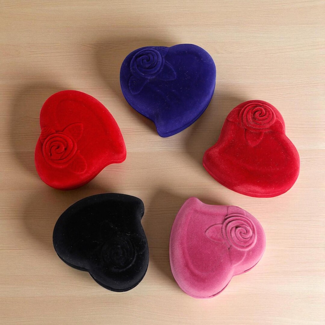 Heart-shaped Velvet Jewelry Box, Ring Box, Wedding Gift, Engagement ...