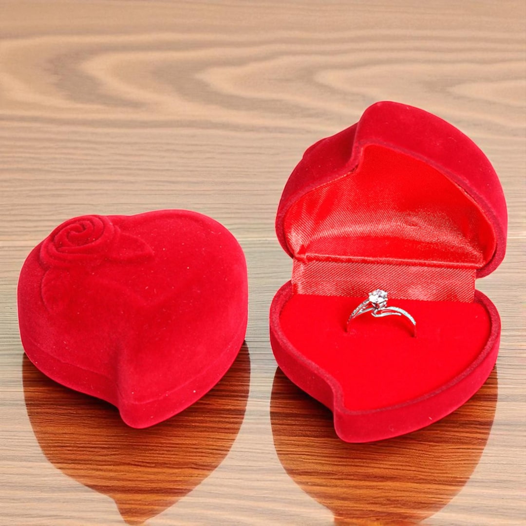 Heart-shaped Velvet Jewelry Box, Ring Box, Wedding Gift, Engagement ...