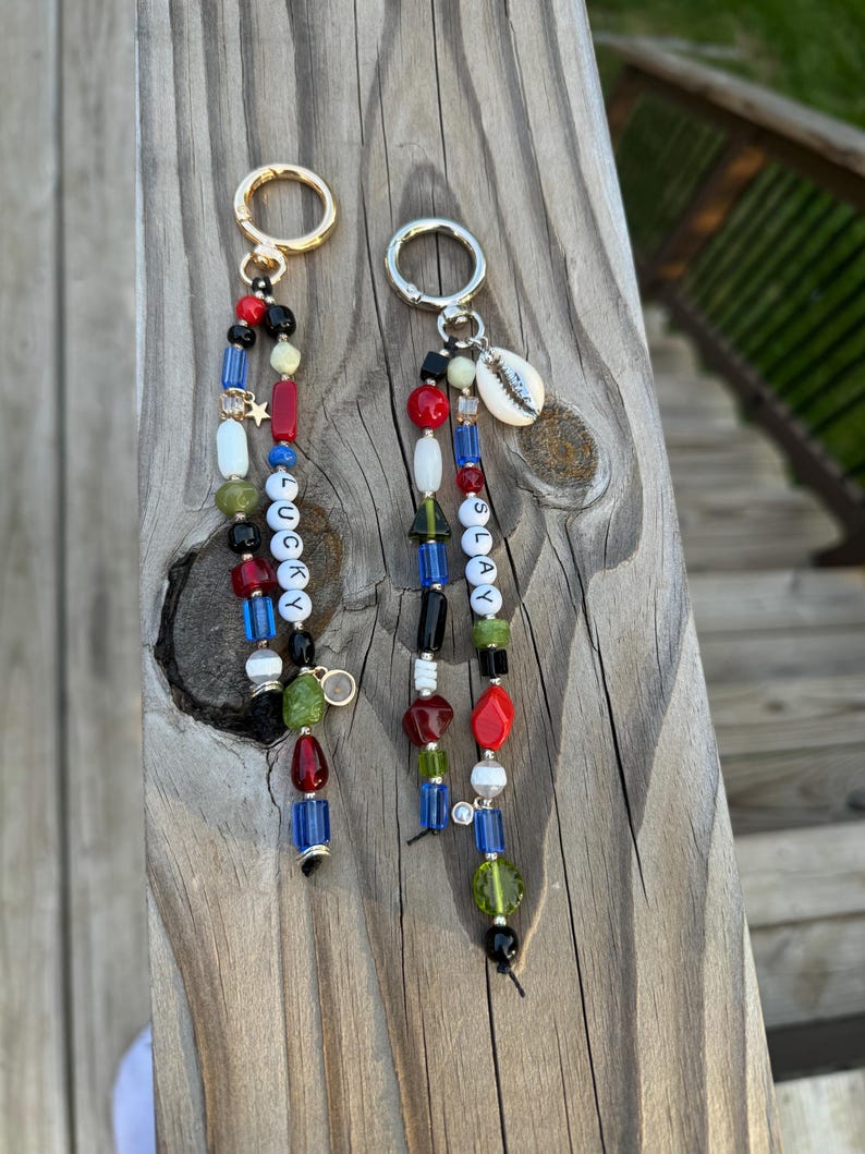 Handmade Beaded Bag Charms & Keychains Made With Real Gemstones !! - Etsy