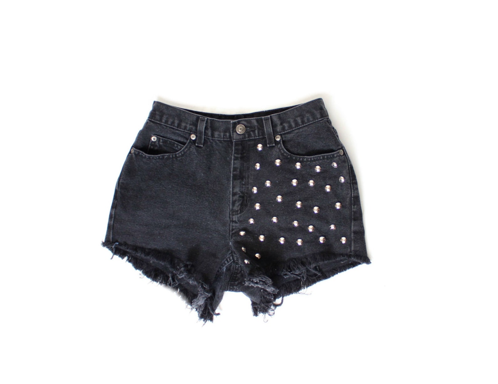 Black stud Distress Daisy Dukes High Waist Shorts | Etsy