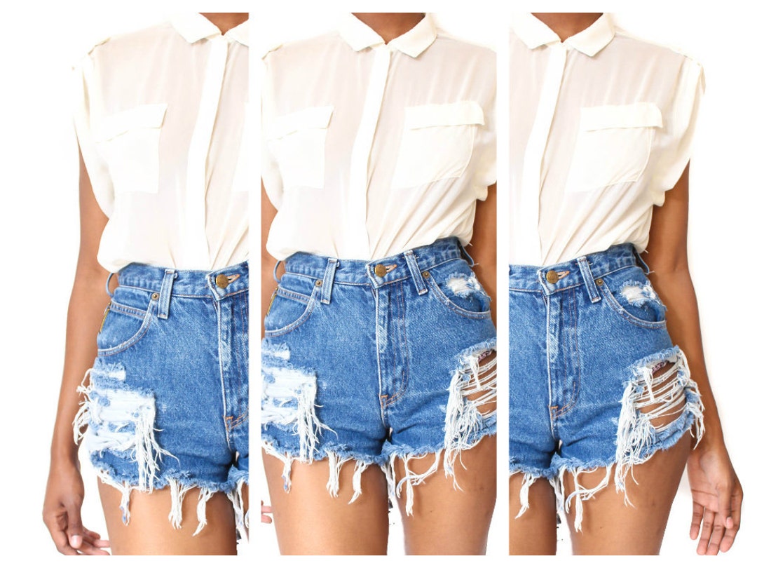 Destroyed Ripped Distress Custom Made High Waist Shorts All Sizes - Etsy