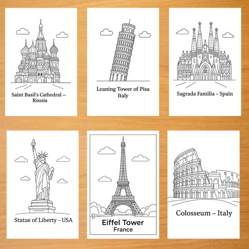 20 World Landmarks Coloring Pages | Printable PDF | Famous Monuments ...