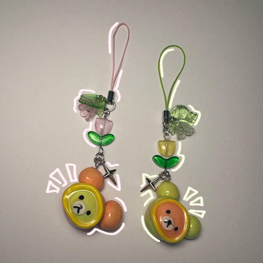 Cute Beaded+clay Bear Keychains | Aesthetic Handmade Keychains - Etsy