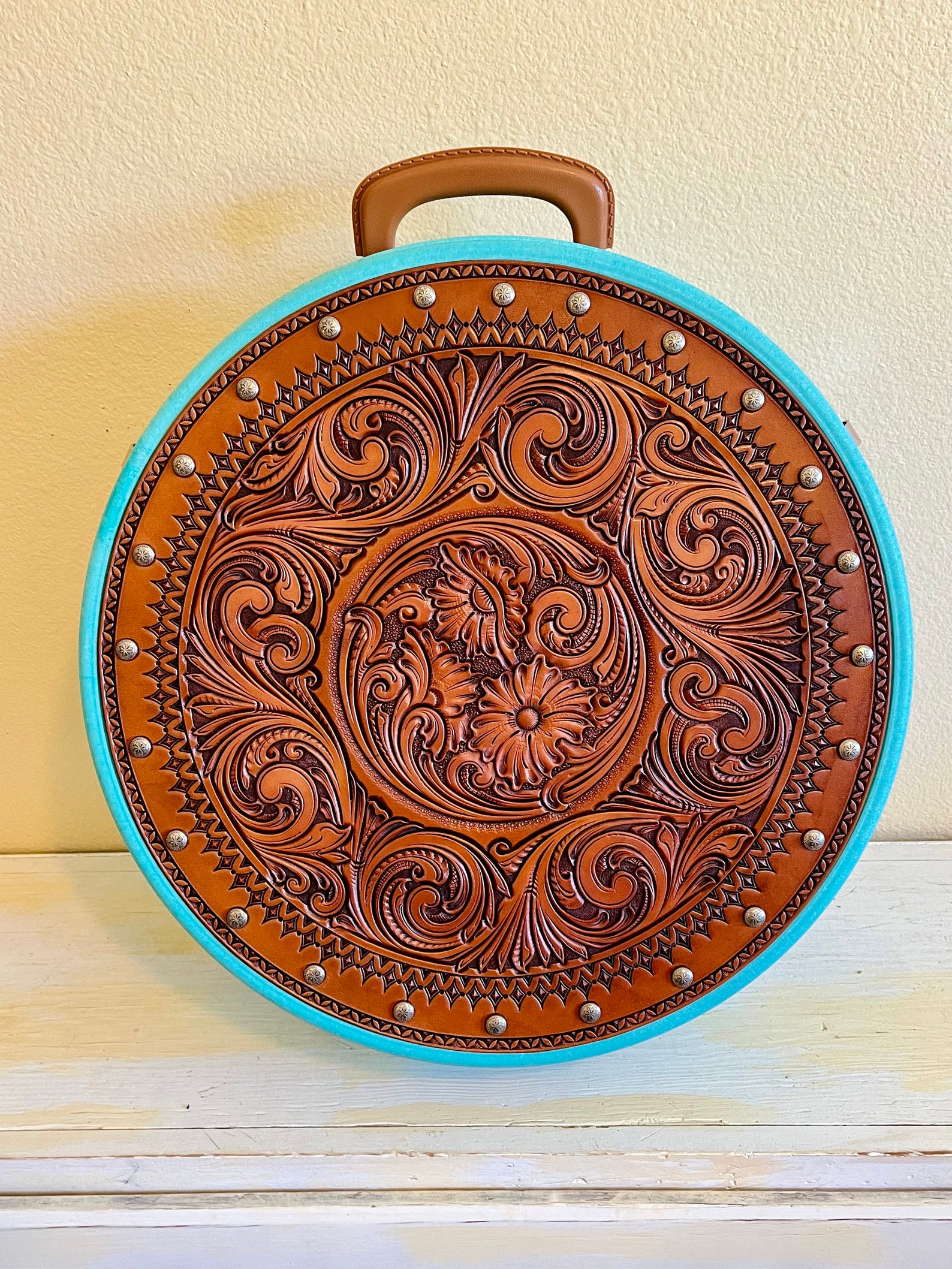 Tooled Leather Rope Can - Etsy