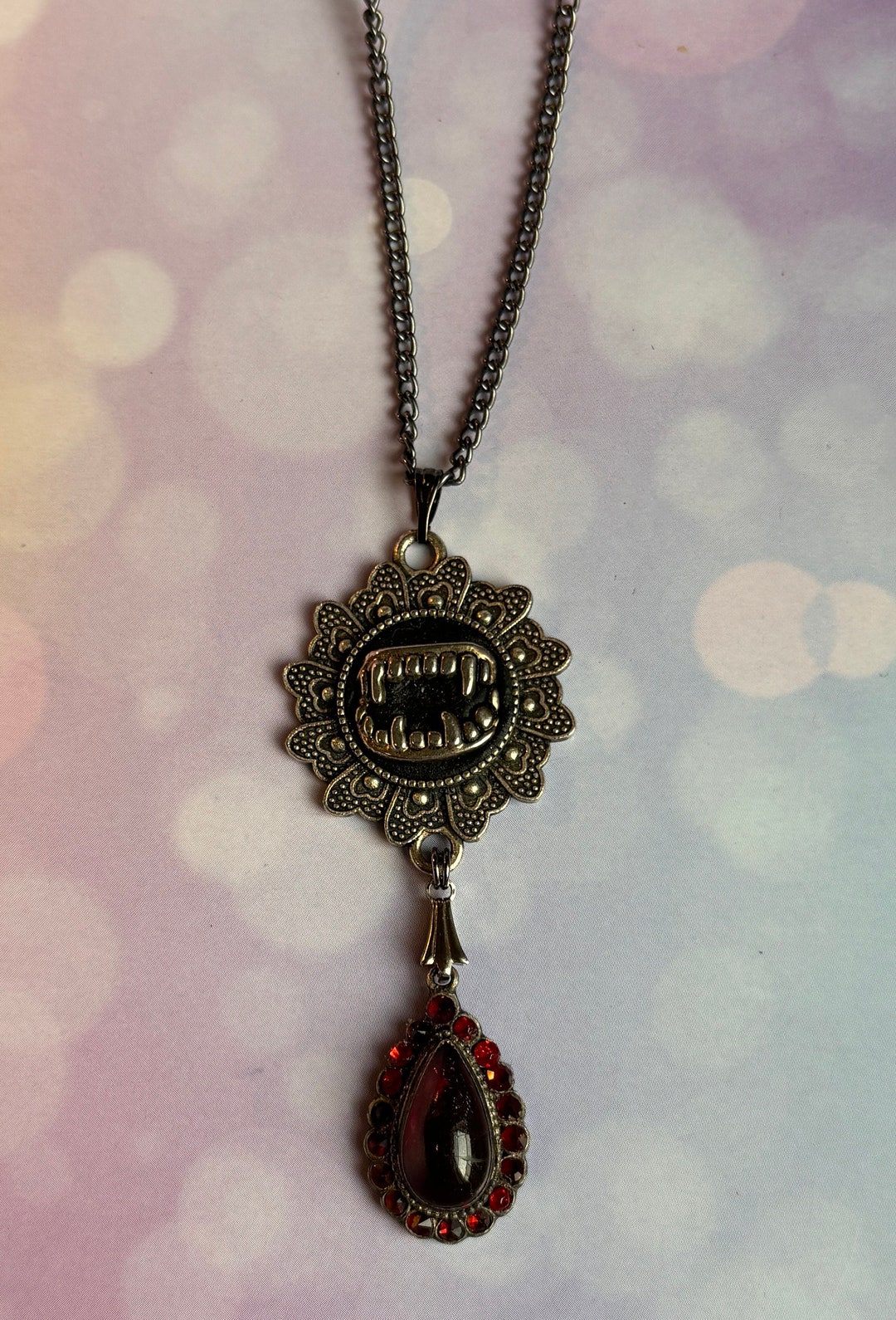 Vampire Pendant With Victorian Drop Charm - Etsy
