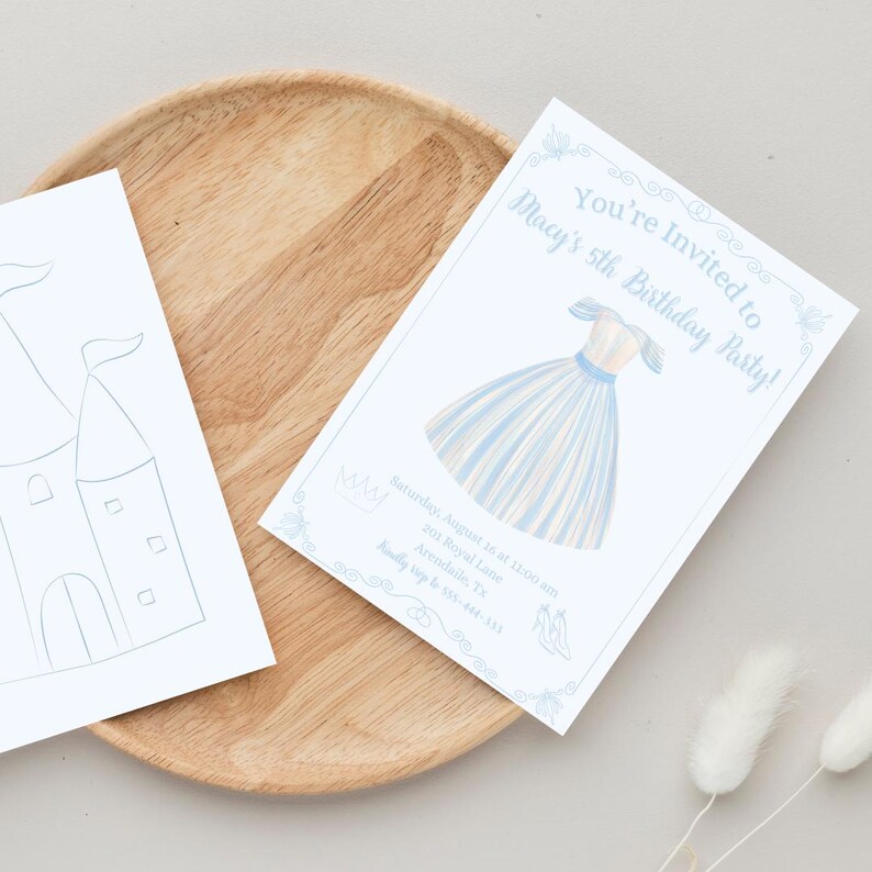 Princess Birthday Party Invitation - Custom - Princess Ball Gown Dress ...