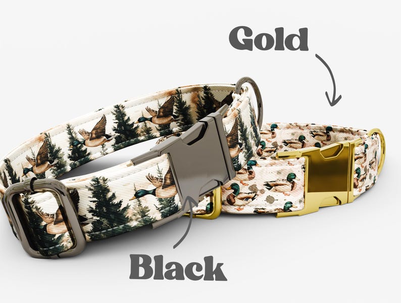 Personalized Duck Hunting Dog Collar: Custom Woodsy Print, USA Handmade ...