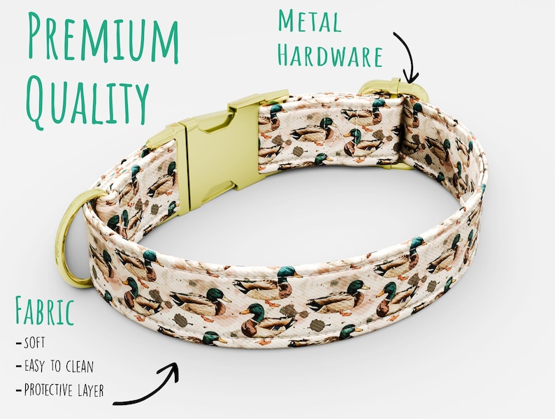Personalized Duck Hunting Dog Collar: Custom Woodsy Print, USA Handmade ...