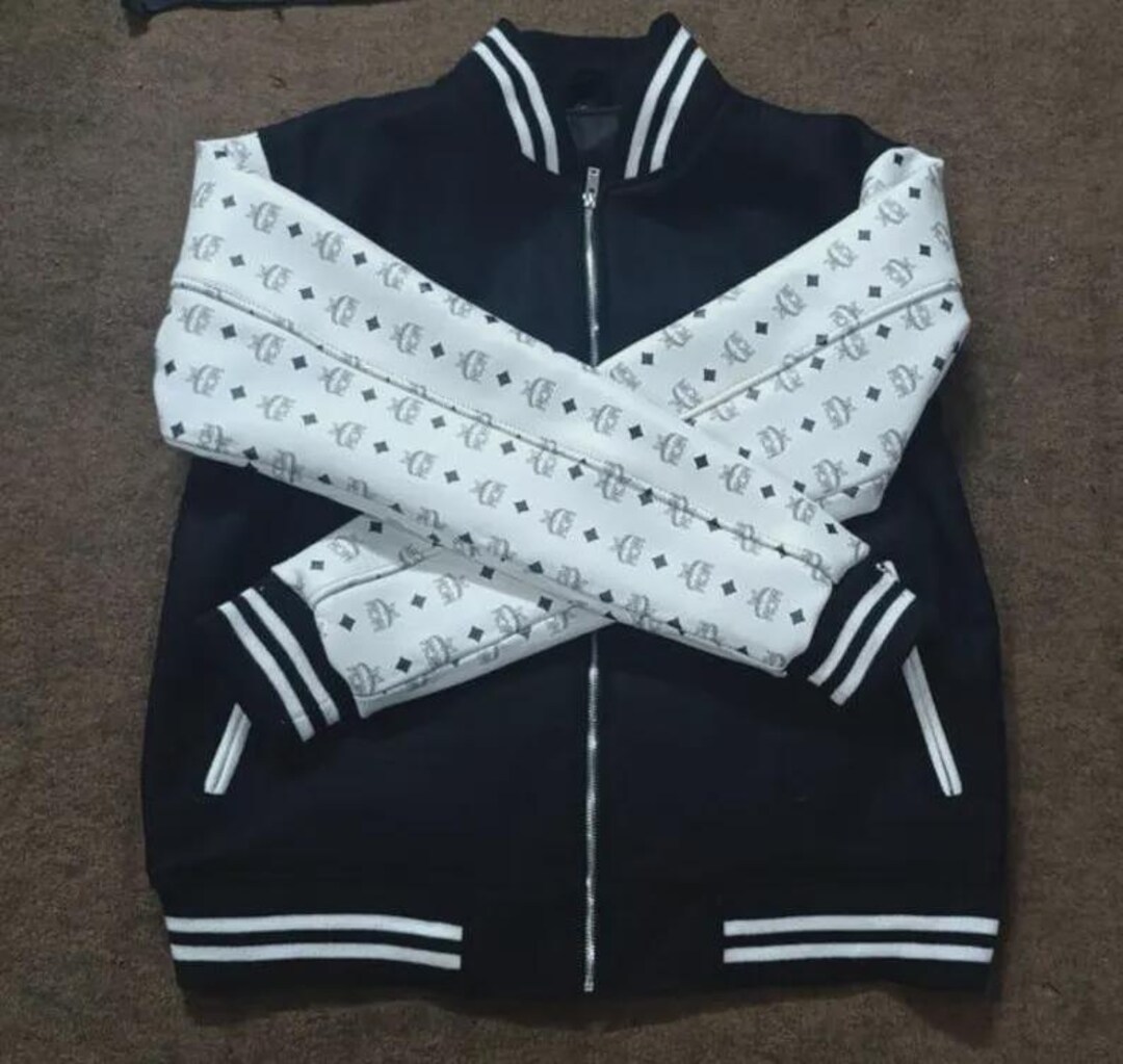 Black Varsity Jacket: Monogram Sleeves, College Bomber Jacket - Etsy