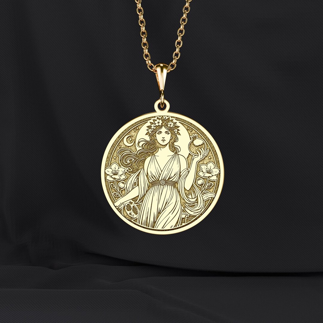 Persephone Pomegranate Pendant: 14K Gold or Sterling Silver Goddess ...
