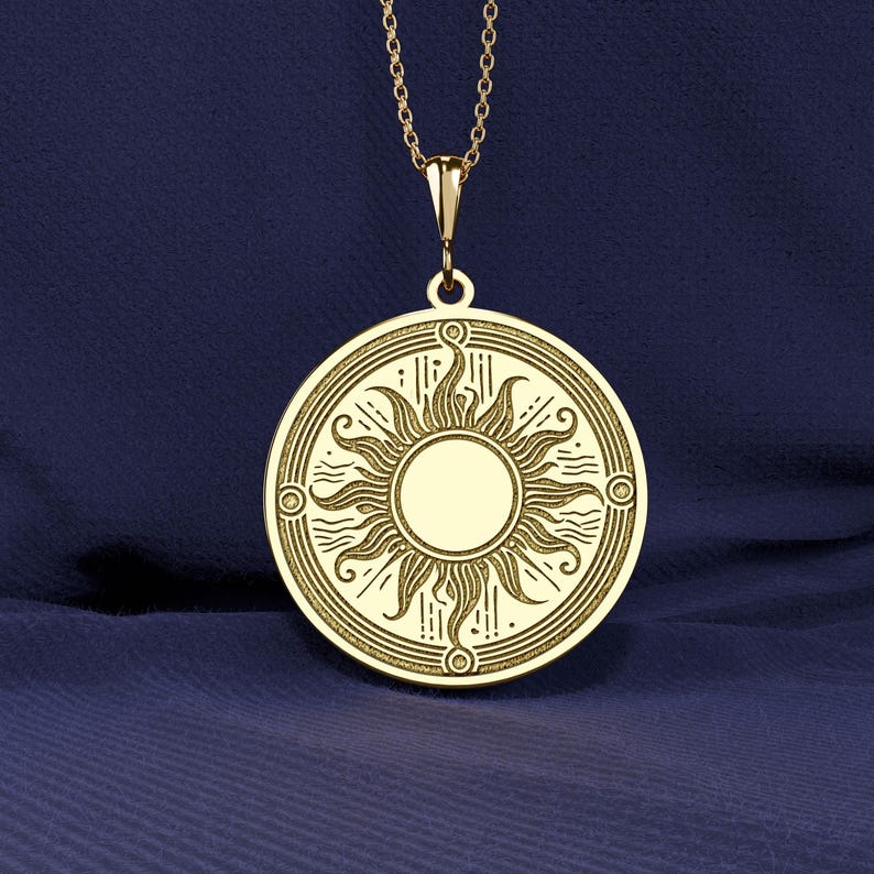 14K Gold Sun Necklace – 925K Silver Boho Sun Medallion – Celestial ...