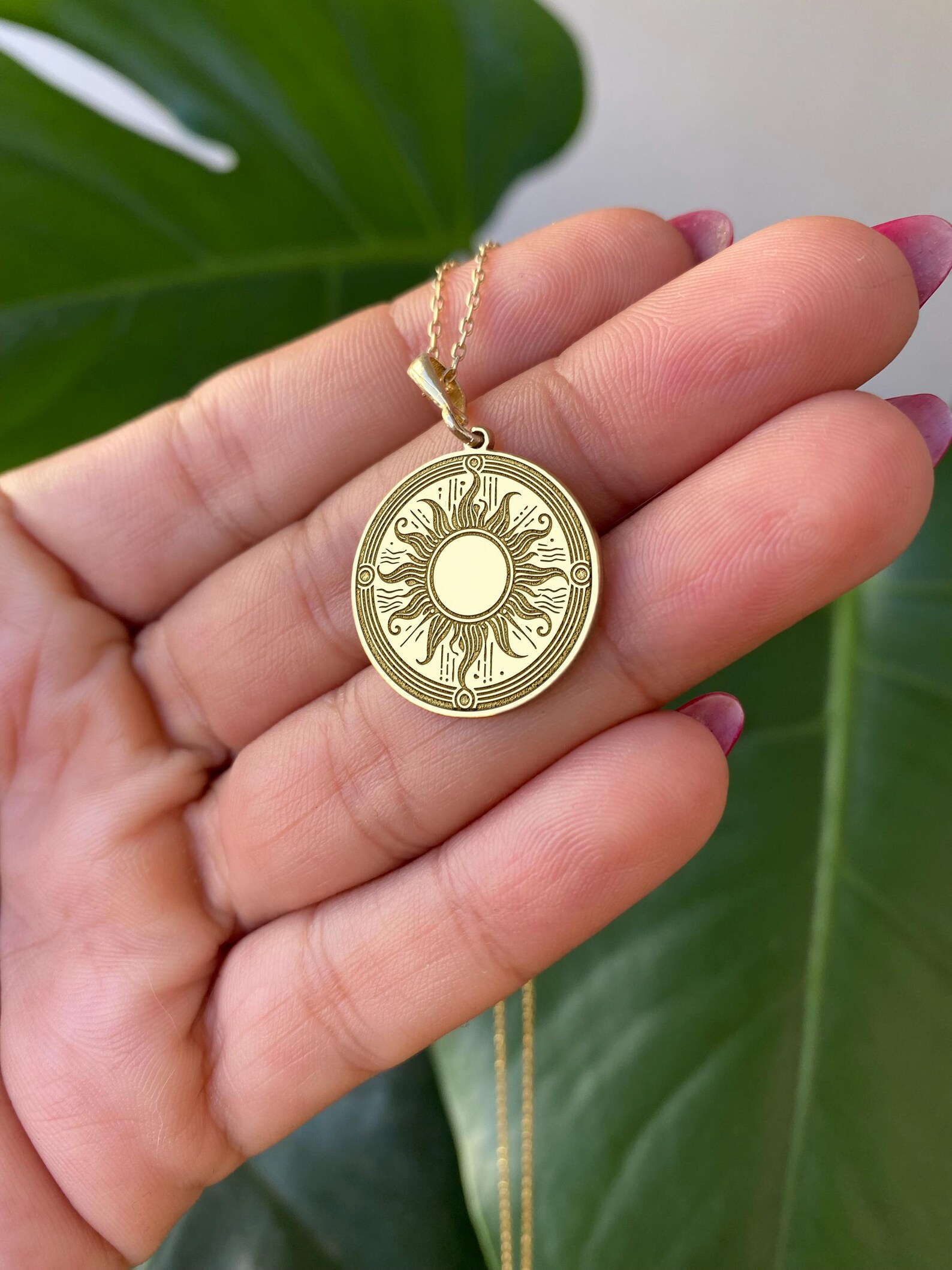 14K Gold Sun Necklace – 925K Silver Boho Sun Medallion – Celestial ...