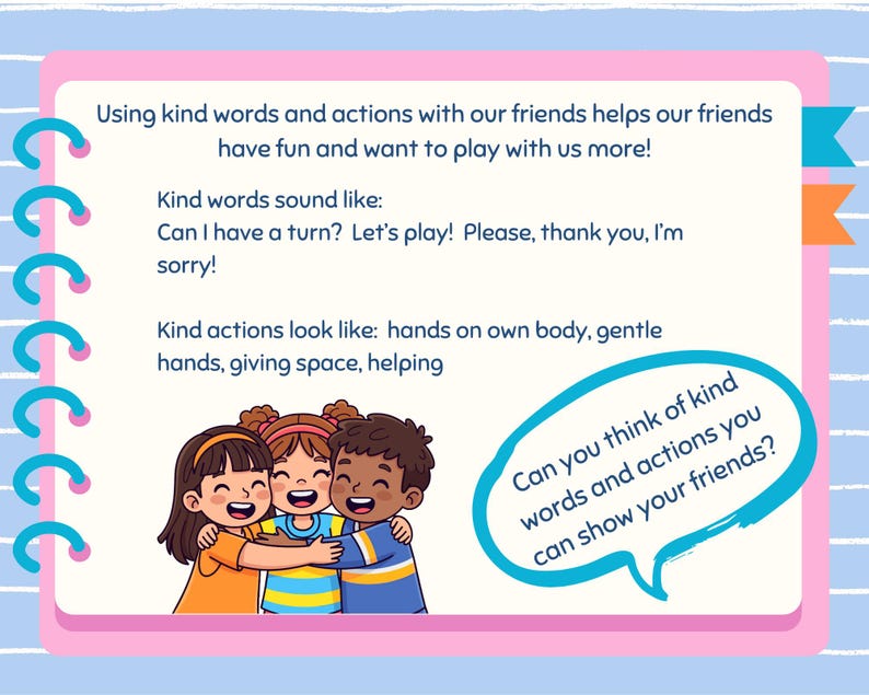 Kindness With Friends Social Story for Preschool Children - Etsy