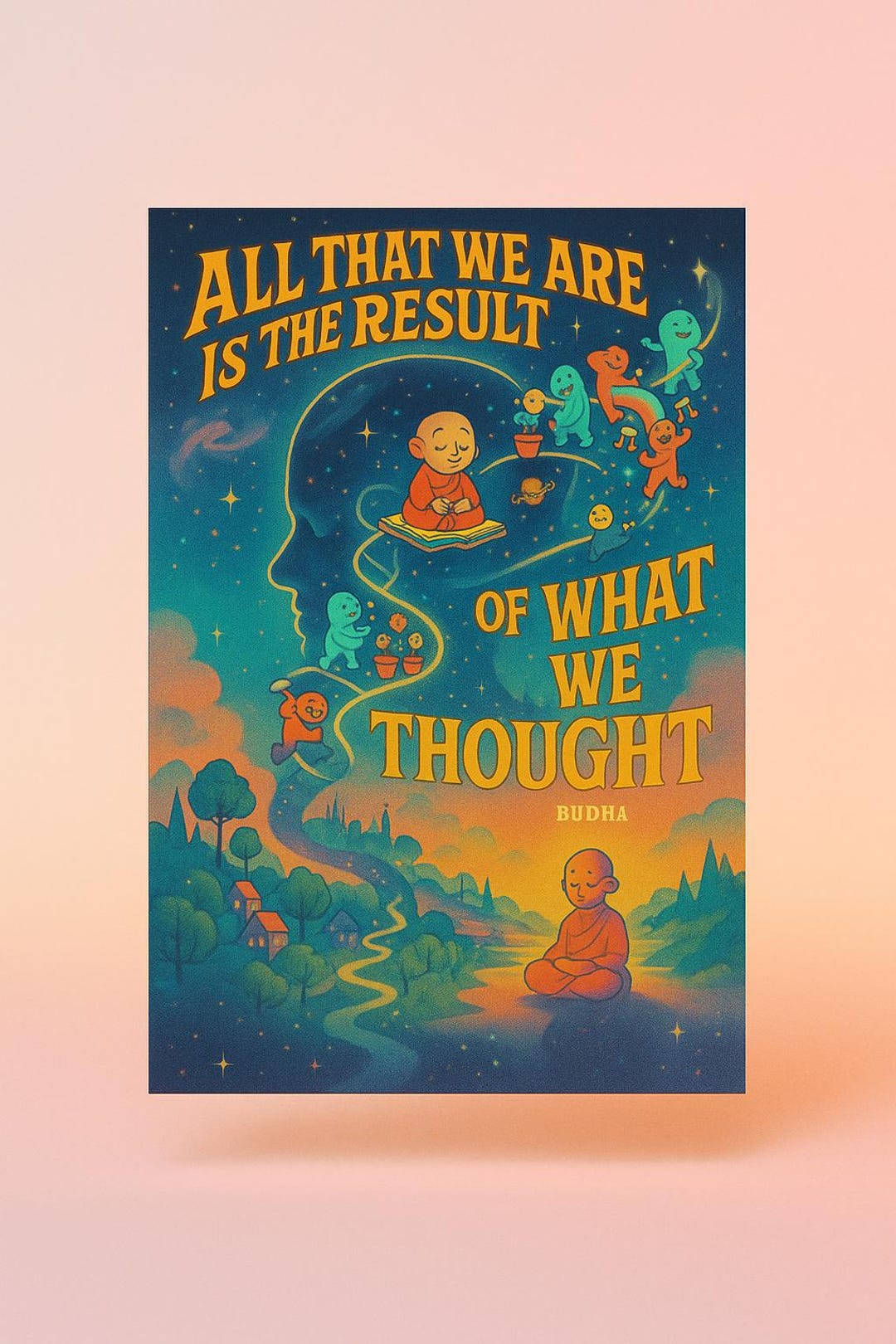 Thought Shapes Reality Psychedelic Buddha Wisdom Poster | Mindful Retro ...