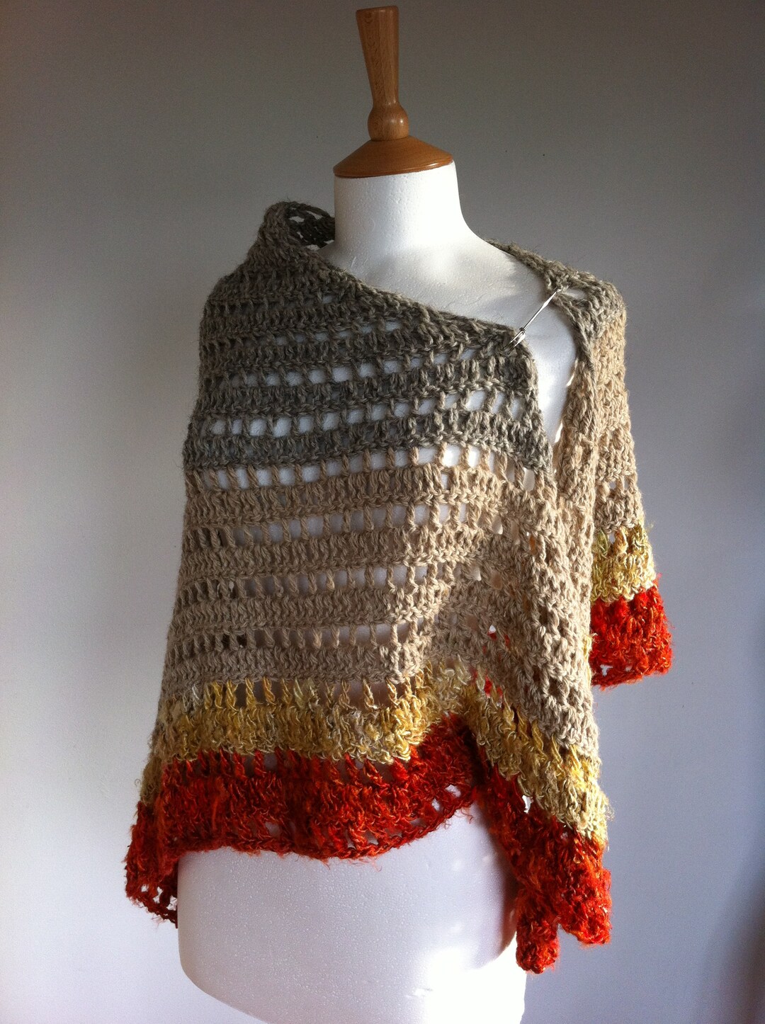 Contemporary Shawl in Sari Silk Yarn and Aran Wool With Scottish Large ...
