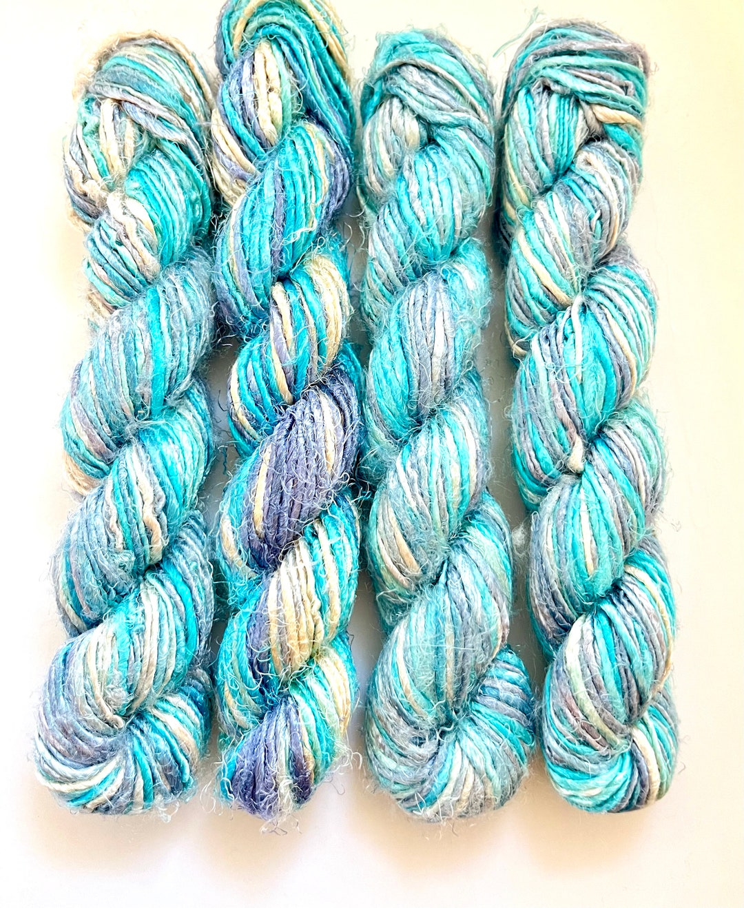 Banana Yarn, Seascape Colours. Pearly Sheen. Vegan Yarn. 10 METRES ...