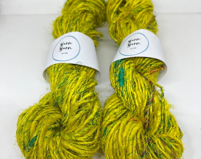 Banana Yarn. 5 METRE BUNDLE, Vegan Yarn, Mixed Lime. Vibrant Jewel ...