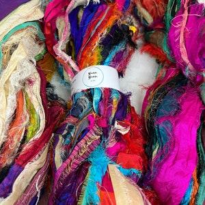 Sari Silk Ribbon, Beautiful Quality Very Vibrant Ribbon Yarn. 5 METRE ...