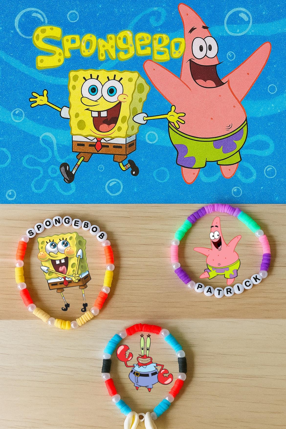 Spongebob Squarepants Character Bracelet: Handmade Cartoon Jewelry - Etsy