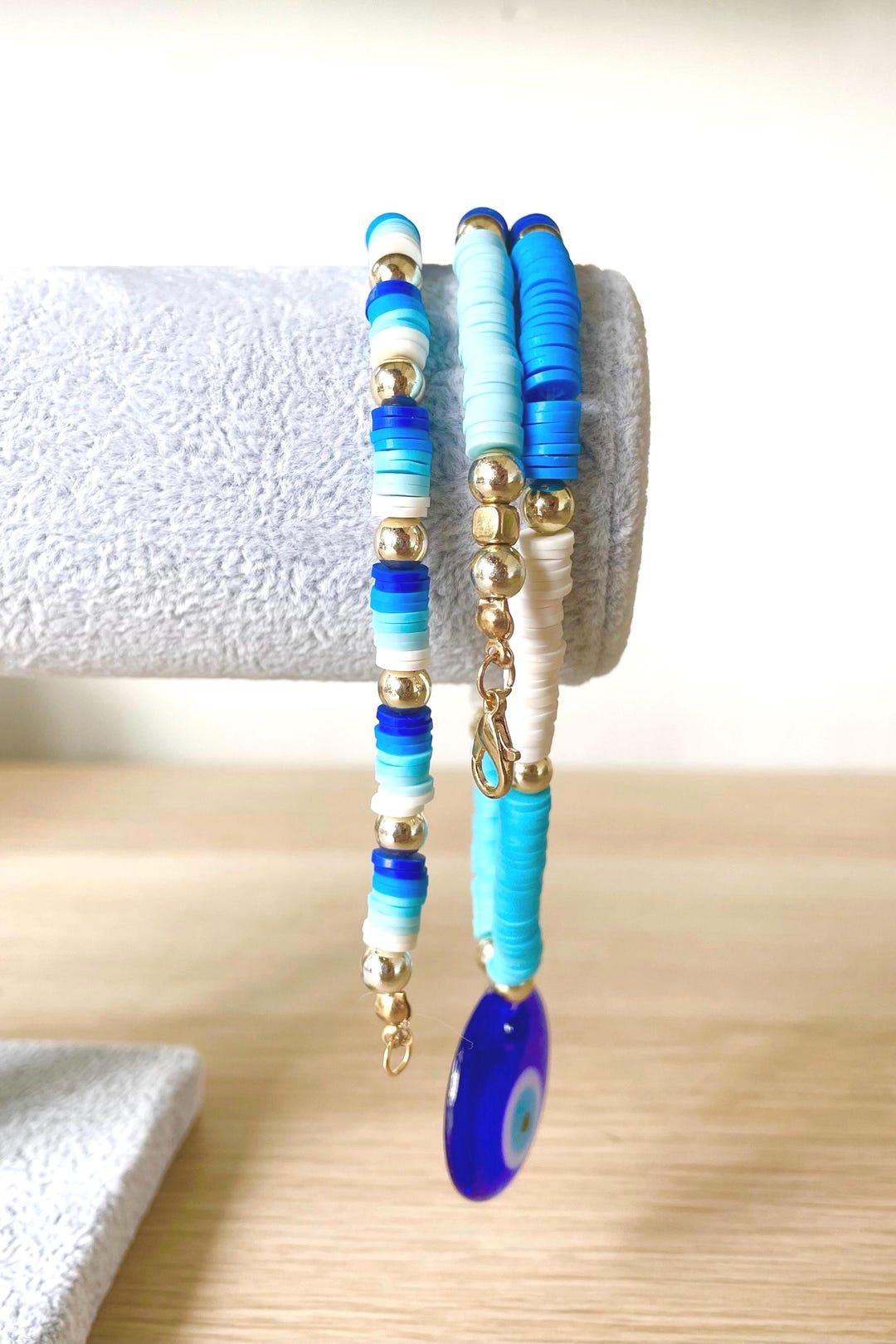 Nazar Evil Eye Clay Bead Jewelry Set: Boho Protection Necklace ...