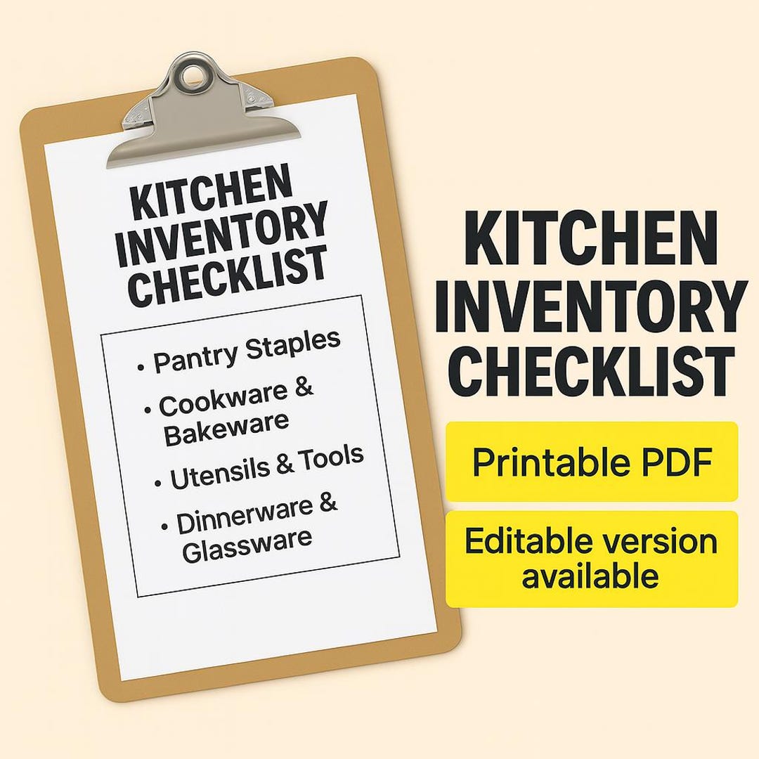 Kitchen Inventory Checklist for First Apartment · Printable PDF · 5 ...