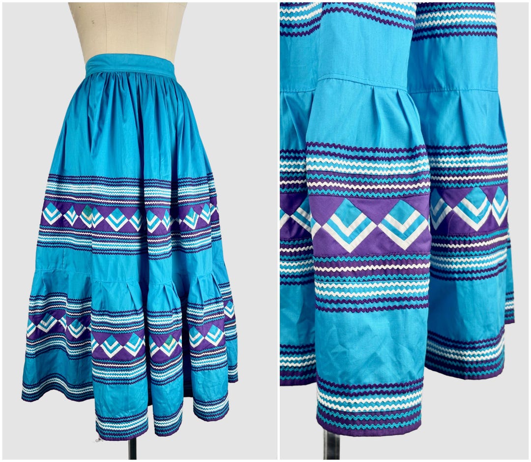 SEMINOLE NATIVE AMERICAN Vintage 80s Tiered Skirt | 1980s Handmade ...