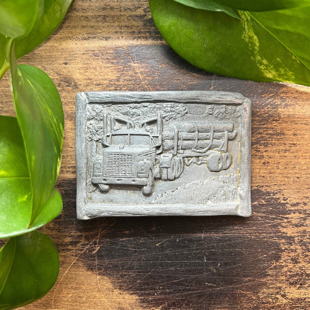 BUCKLE UP Vintage 80s 90s Belt Buckle | 1980's 1990's Log Haul Truck ...