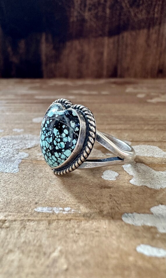 ADJUSTABLE TURQUOISE HEART Ring Heart Shaped Silver Jewelry Native American Navajo Southwestern Adjustable Ring Etsy