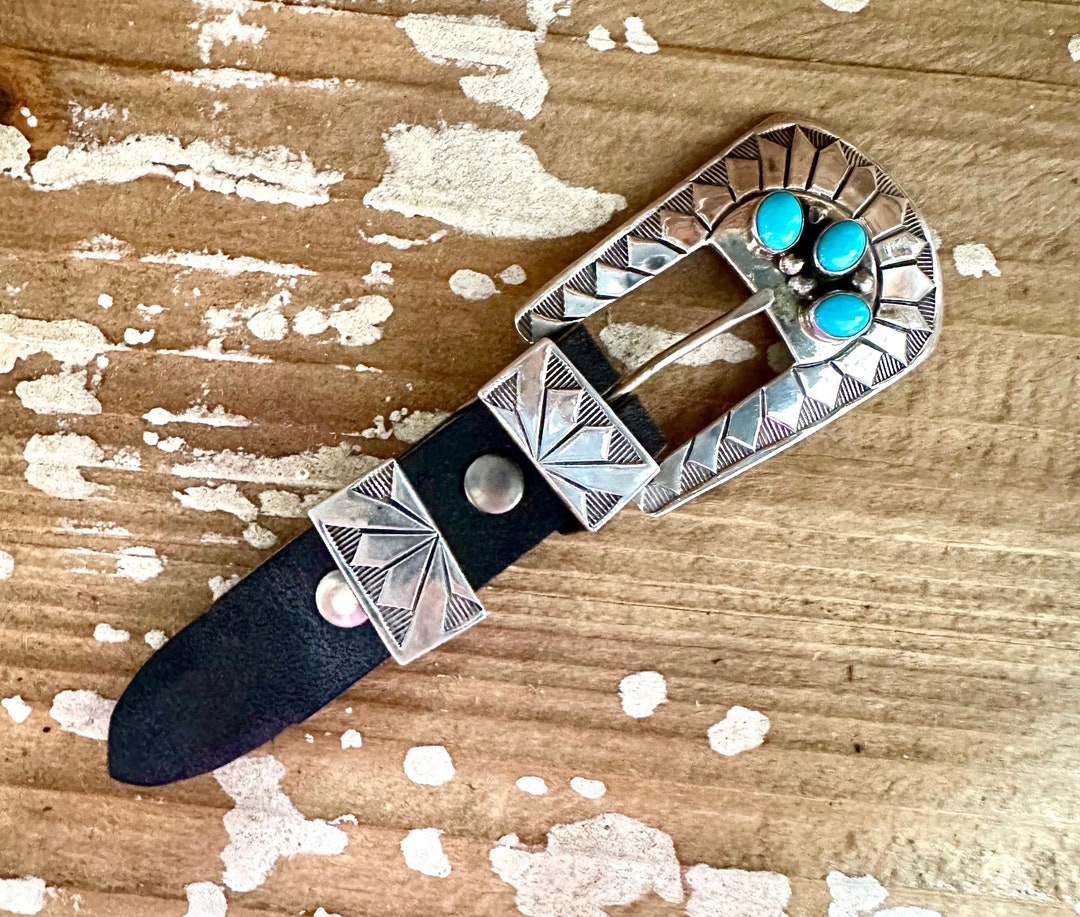 TRES AMIGOS Ranger Belt Buckle & Slide Set | Sterling Silver, Turquoise ...
