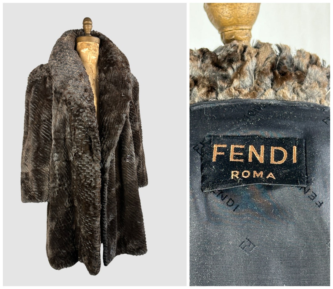FENDI Roma Vintage 80s Sheared, Cut Textured Beaver Fur Coat 1980s I ...