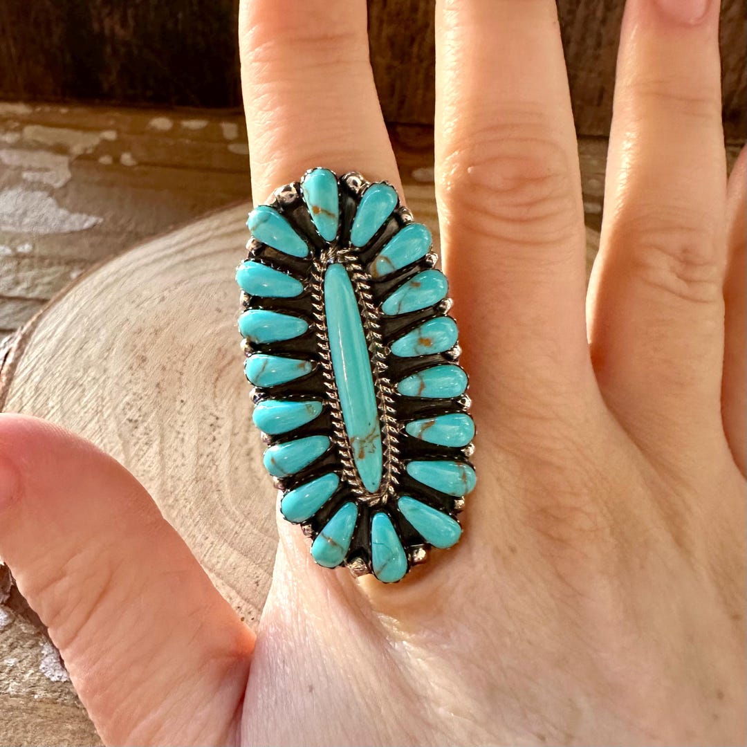 BIG BLUE Navajo Silver & Blue Howlite Ring Dean Brown Needle Point ...