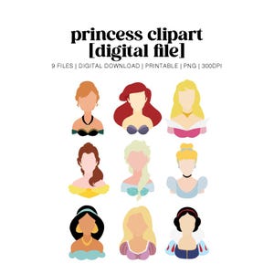 Princess Faceless Clipart Bundle – Printable Pngs Featuring Anna, Ariel ...