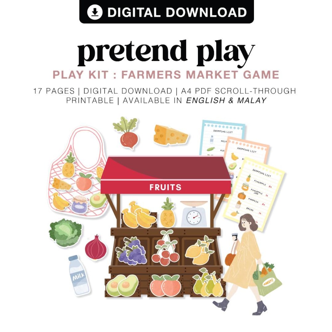 Pretend Play Farmers Market Game Printable Montessori Kids / Toddlers ...