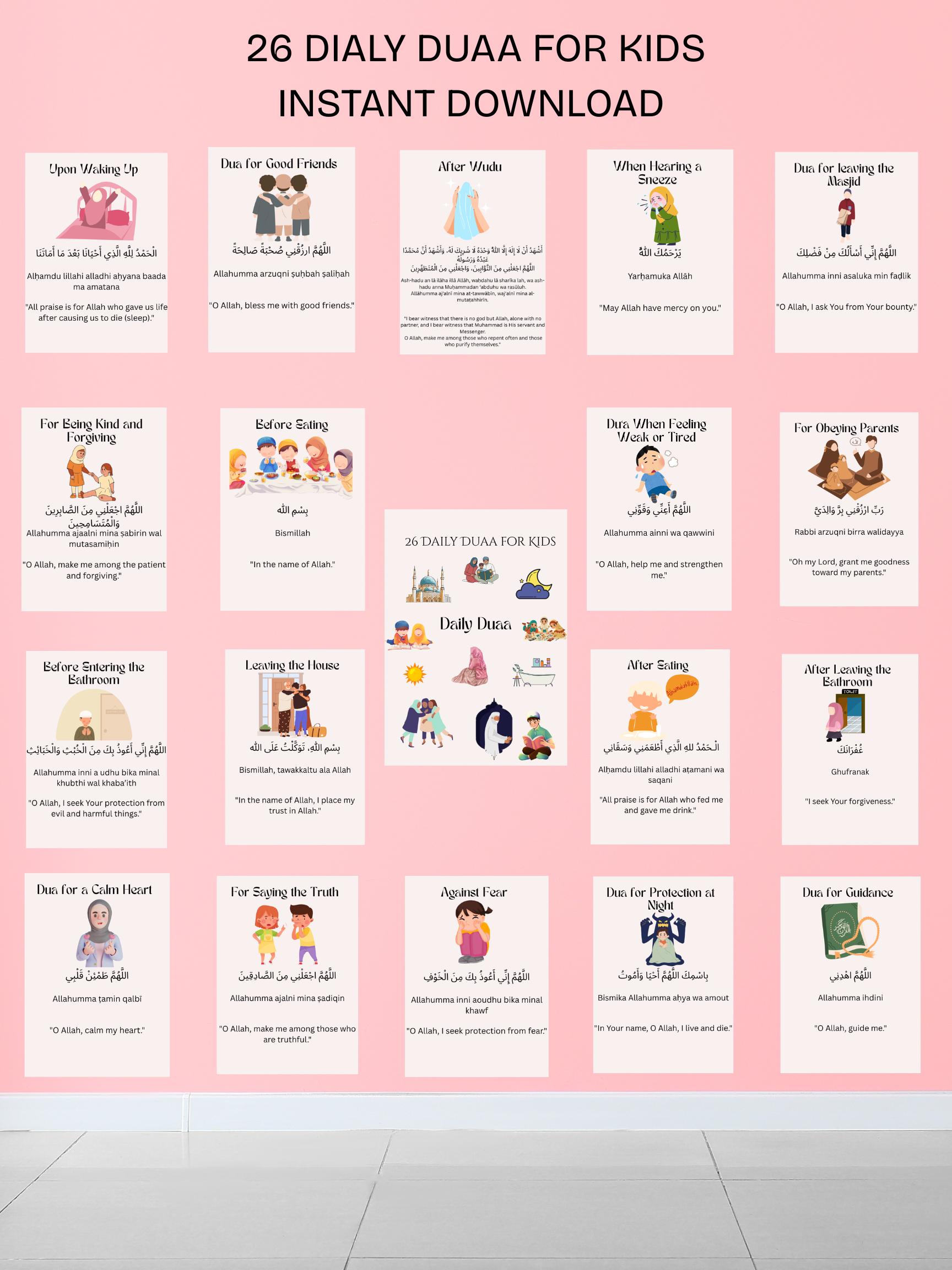 26 Duas for Kids Children Dua Book Prayer Cards Dua Flashcards Duas PDF ...