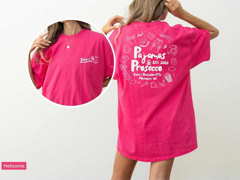 Pajamas & Prosecco Bachelorette Tee, Comfort Colors Bach, Girls Night T ...
