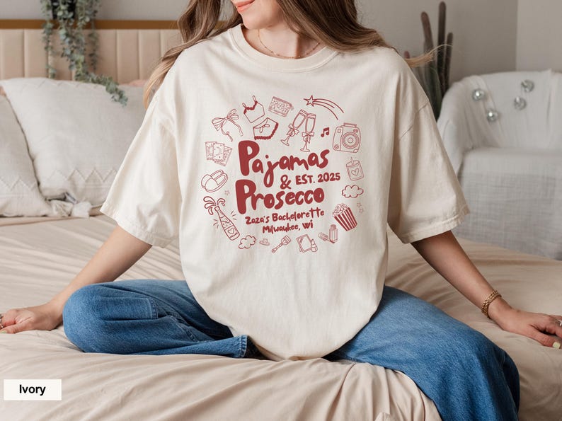 Pajamas & Prosecco Bachelorette Shirt, Comfort Colors Bach, Slumber ...
