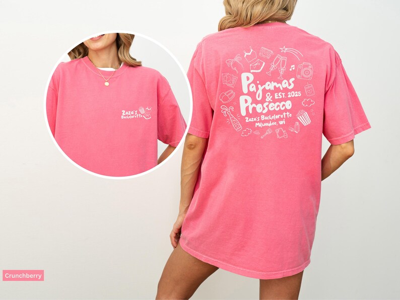 Pajamas & Prosecco Bachelorette Tee, Comfort Colors Bach, Girls Night T ...