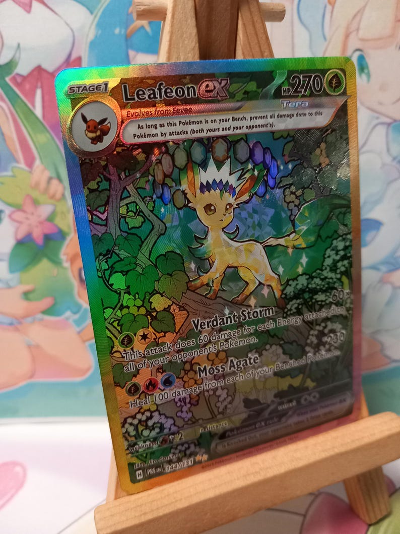 Leafeon Card 144/131 Ex Terastal Holographic Texture ANG Version - Etsy ...